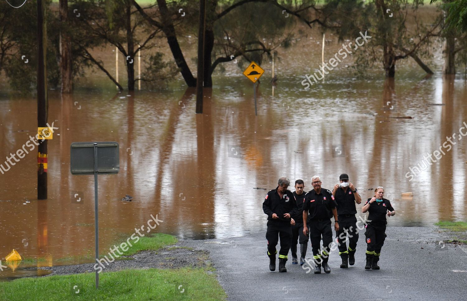 Group Firefighters Seen Near Flood Waters Editorial Stock Photo - Stock ...