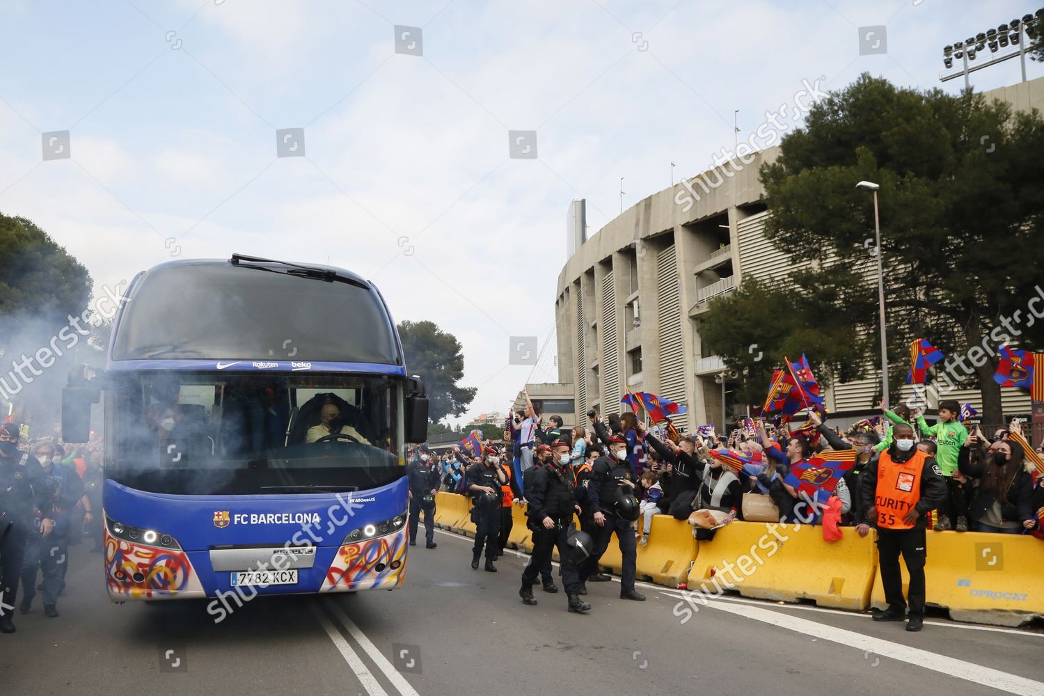 Arrival Team Bus Camp Nou During Editorial Stock Photo - Stock Image ...