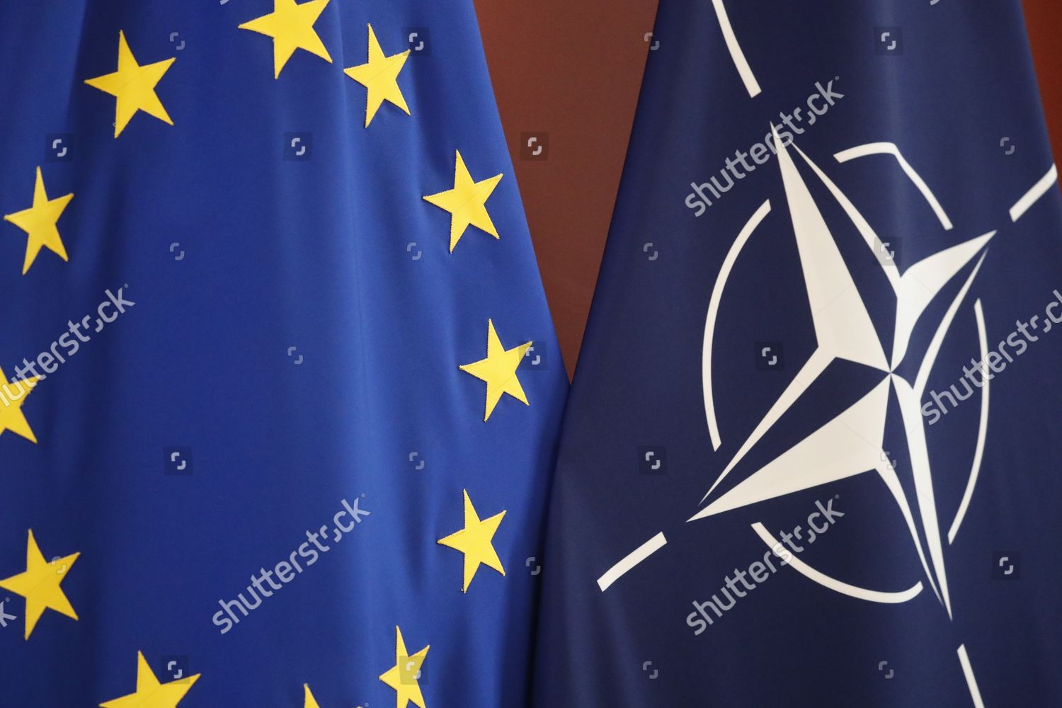 European Union Nato Flags Seen During Editorial Stock Photo - Stock ...