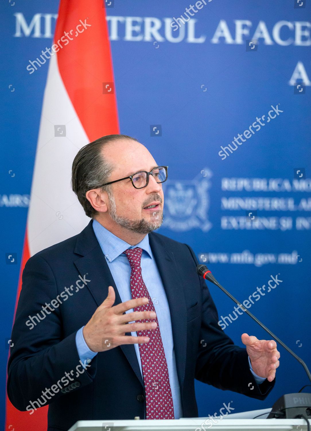 Austrias Foreign Minister Alexander Schallenberg Speaks Editorial Stock ...