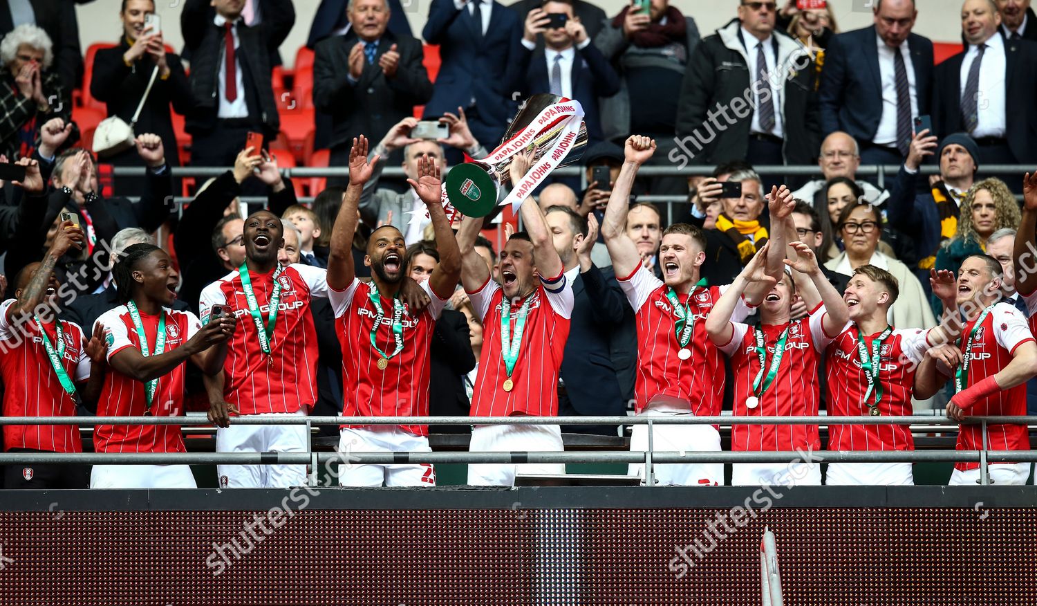 Rotherham United Celebrate Lifting Papa Johns Editorial Stock Photo ...