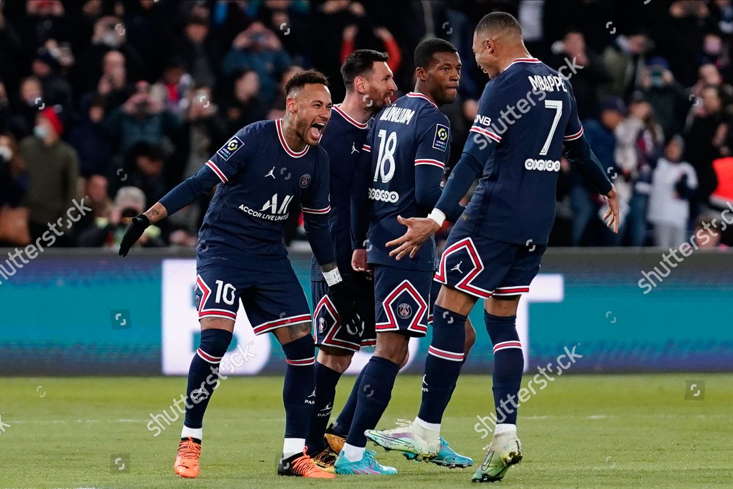 Neymar Jr Psg Celebrates Kylian Mbappe Editorial Stock Photo - Stock ...