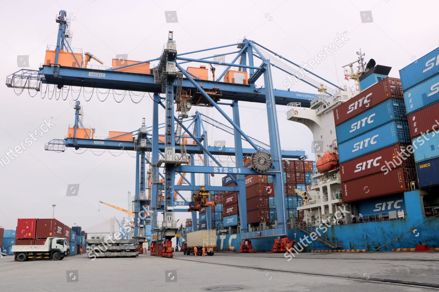 Trucks Deliver Containers Dinh Vu Port Editorial Stock Photo - Stock ...