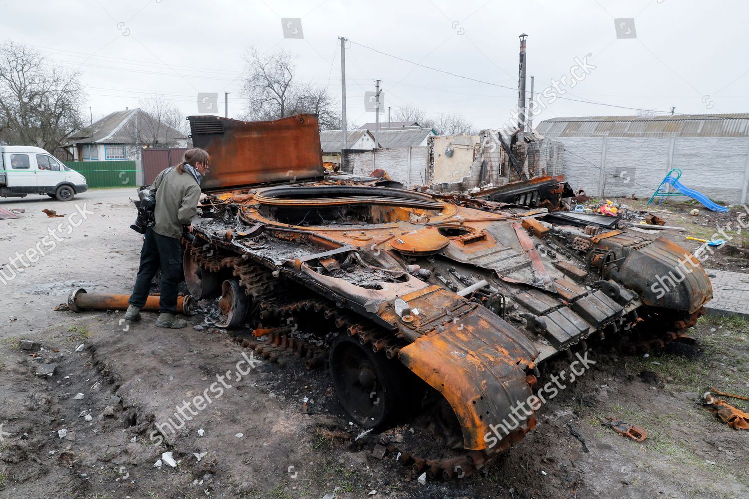 Debris Destroyed Russian Tank Sit Yard Editorial Stock Photo - Stock ...