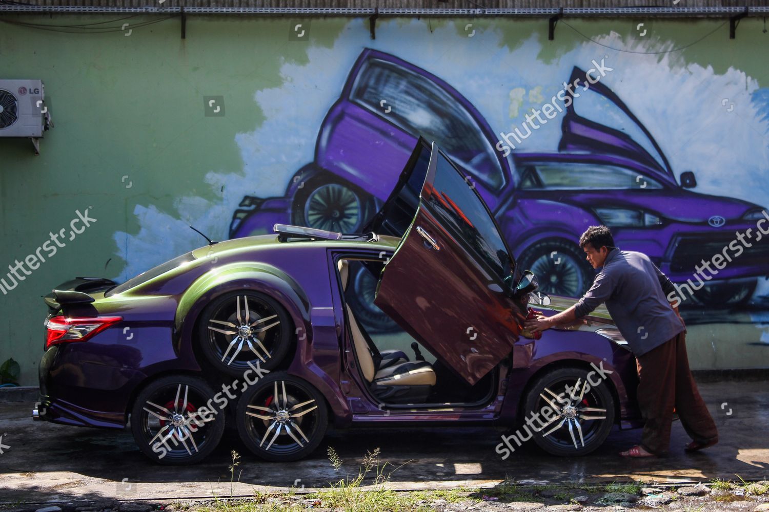Man Wipes Modified Car On April Editorial Stock Photo - Stock Image ...