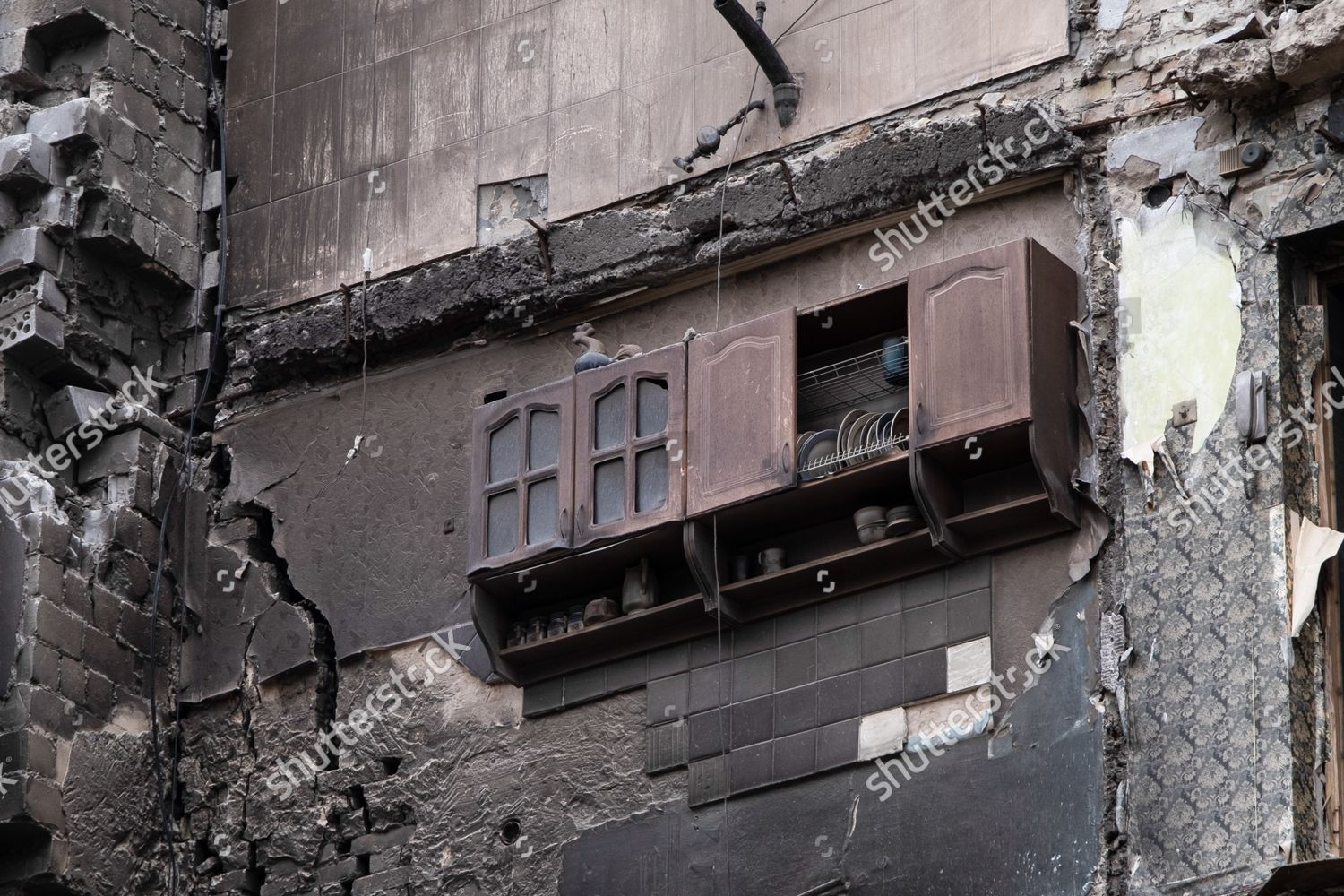 Kitchen Shelf Seen Destroyed Residential Building Editorial Stock Photo ...