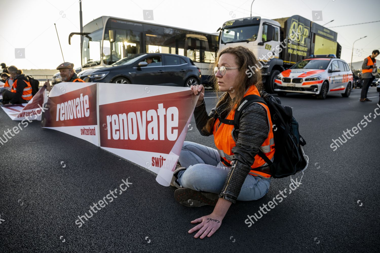 Climate Activist Sit Down Road During Editorial Stock Photo - Stock ...