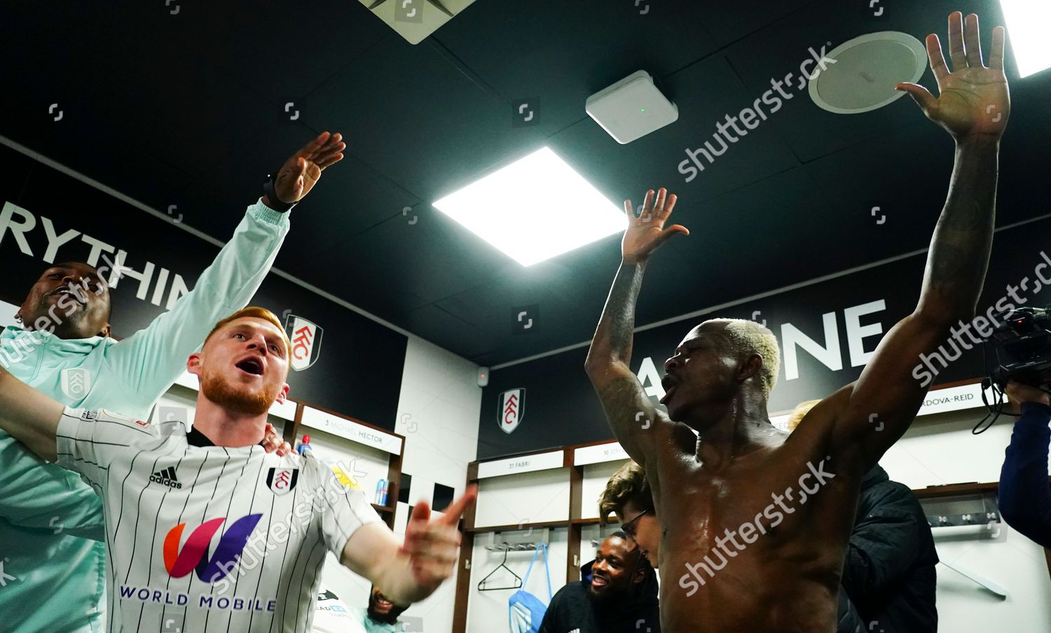 Fulham Celebrate Dressing Room Editorial Stock Photo - Stock Image ...