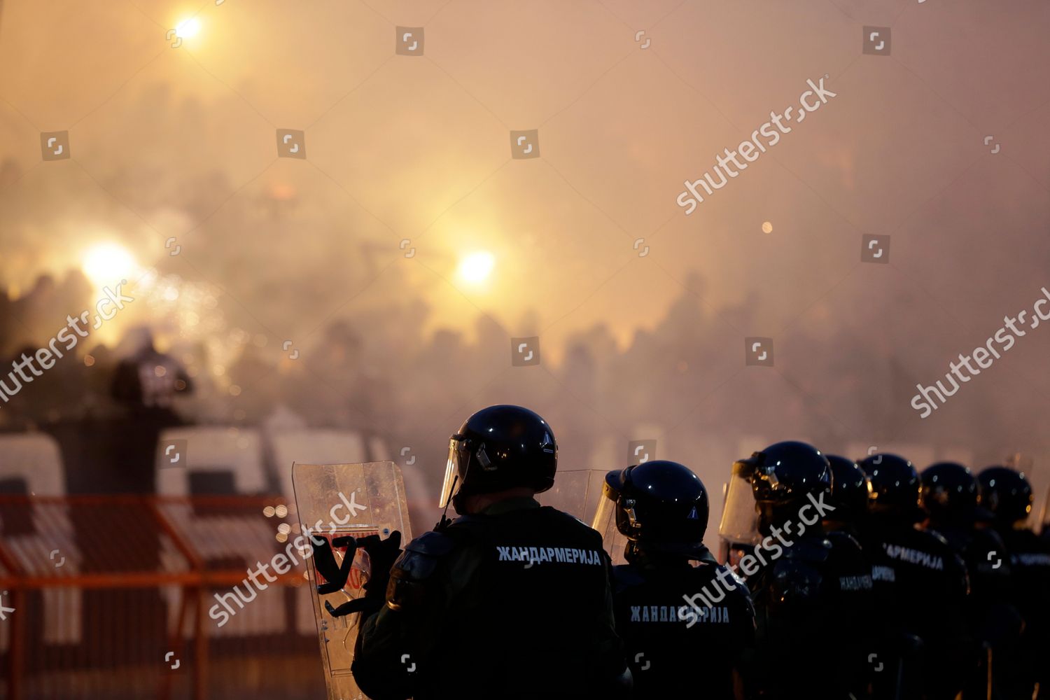 Riot Police Officers Stand Guard Supporters Editorial Stock Photo ...