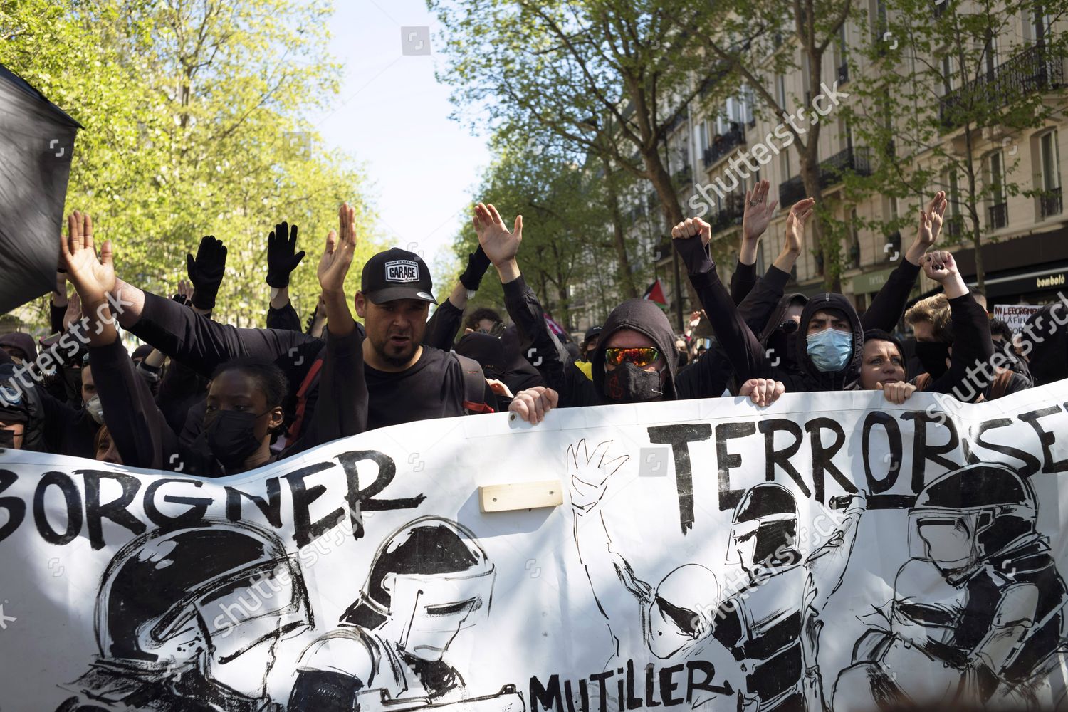 Antifascist Protesters Singing Slogans During Anti Editorial Stock ...