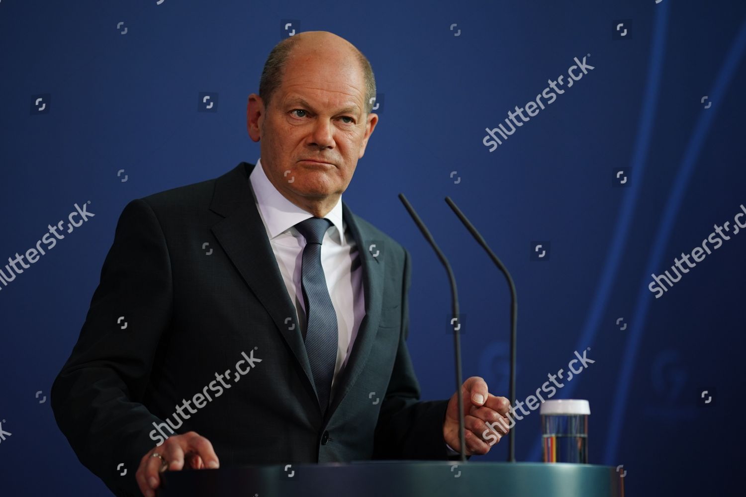 German Chancellor Olaf Scholz Gestures During Editorial Stock Photo ...