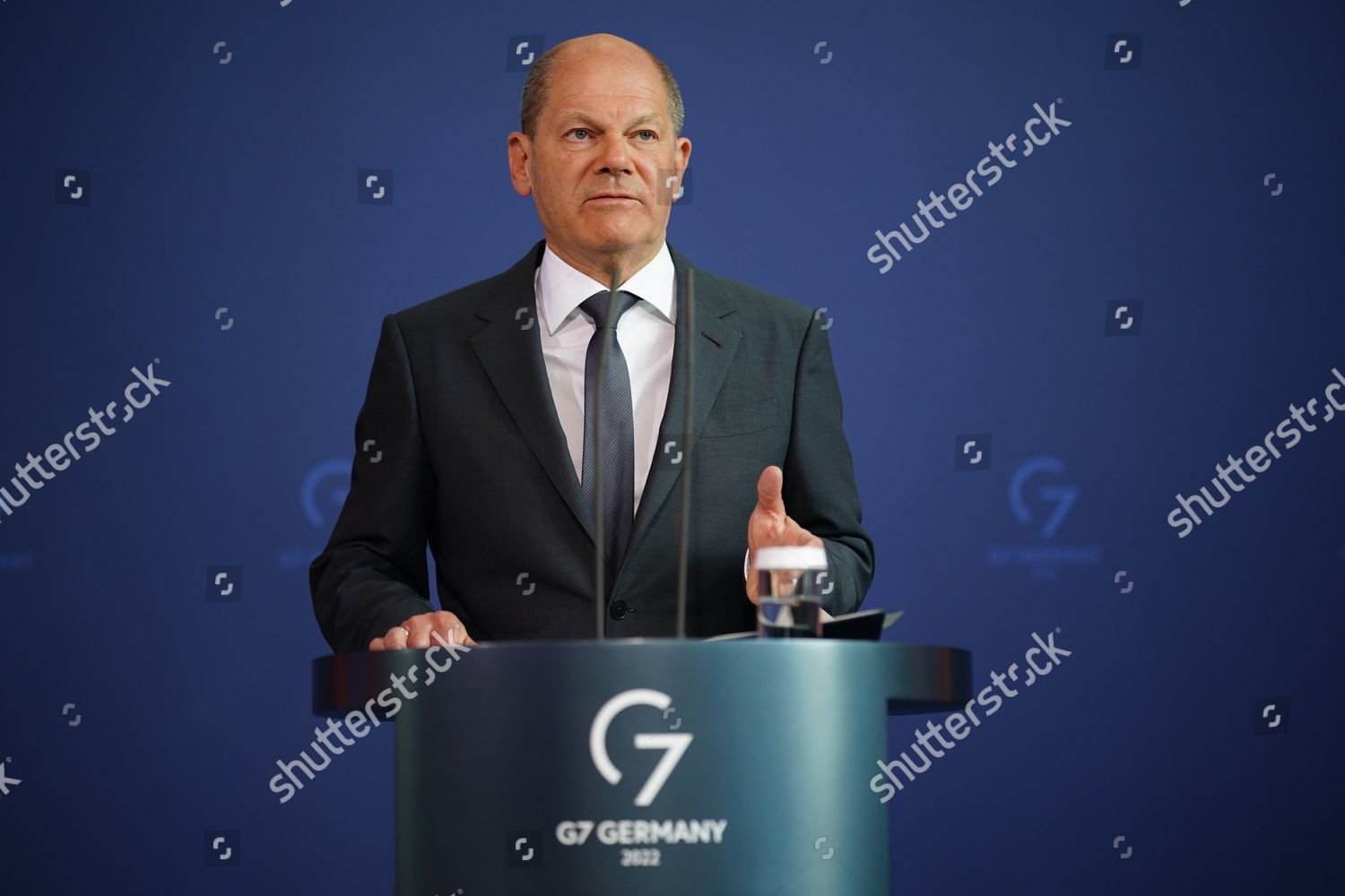 German Chancellor Olaf Scholz Gestures During Editorial Stock Photo ...