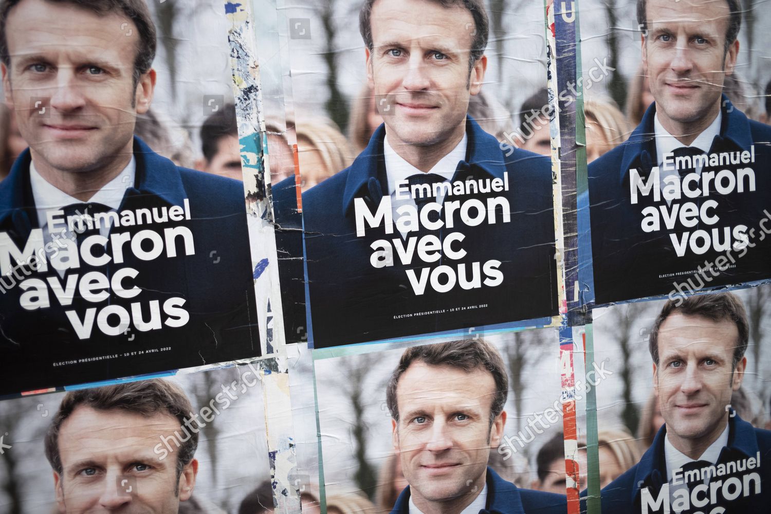 Posters Outgoing President Emmanuel Macron Displayed Editorial Stock ...