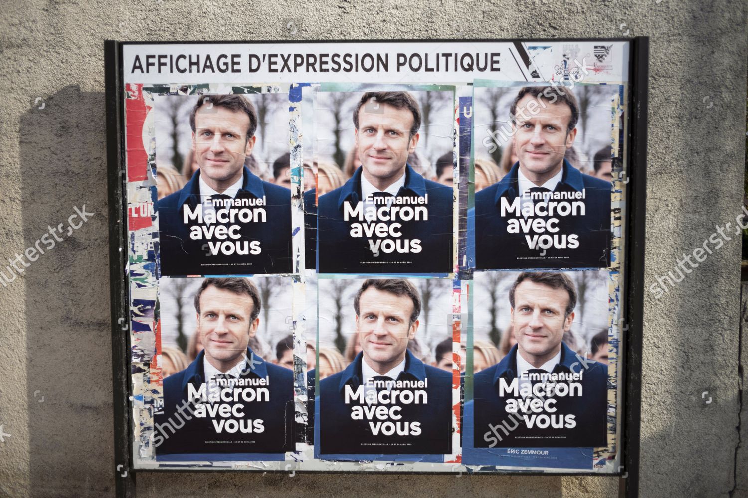 Posters Outgoing President Emmanuel Macron Displayed Editorial Stock ...
