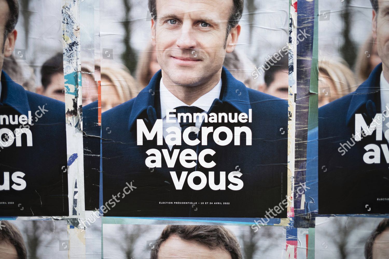 Posters Outgoing President Emmanuel Macron Displayed Editorial Stock ...