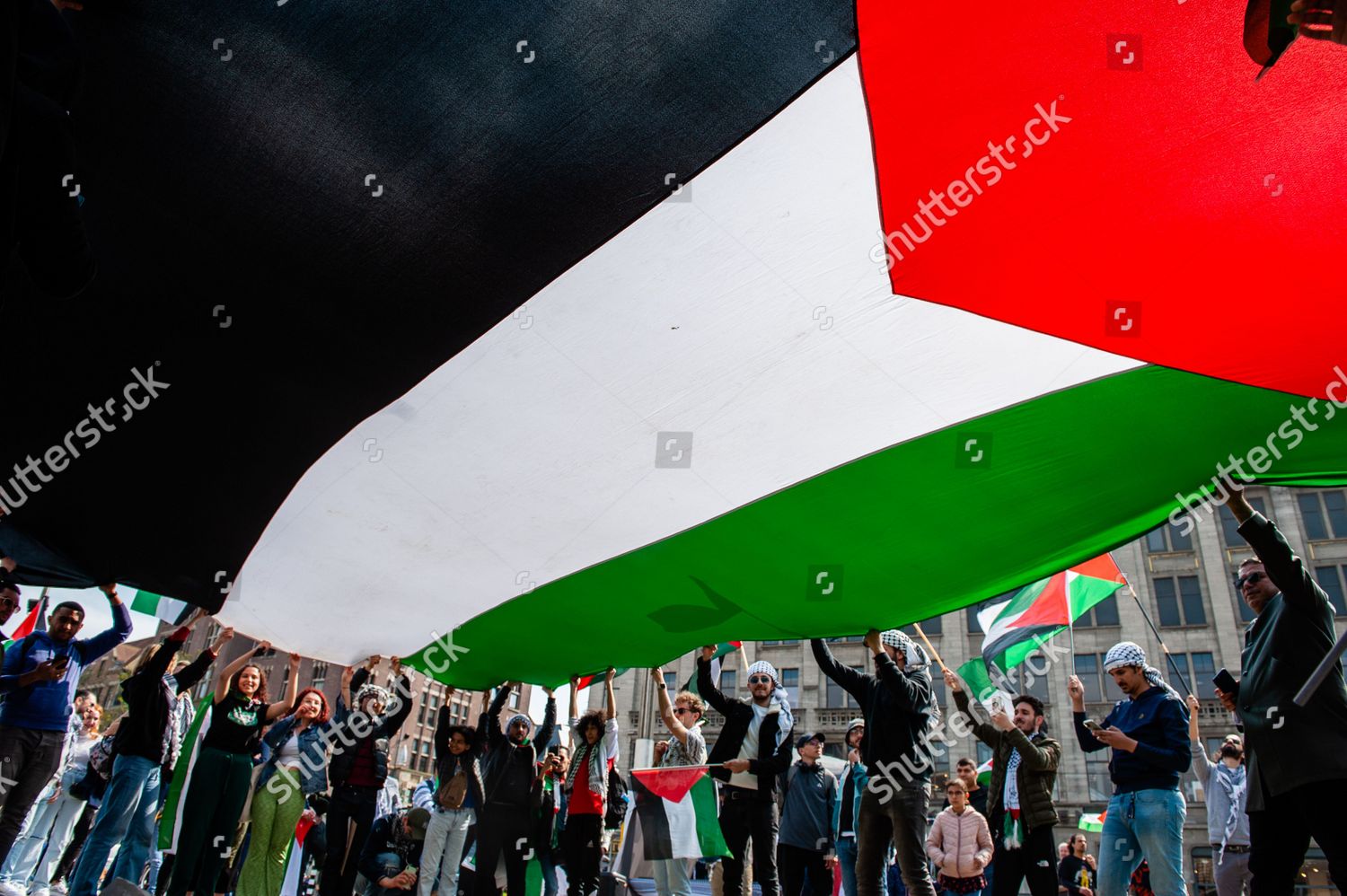 View Below Huge Palestinian Flag During Editorial Stock Photo - Stock ...