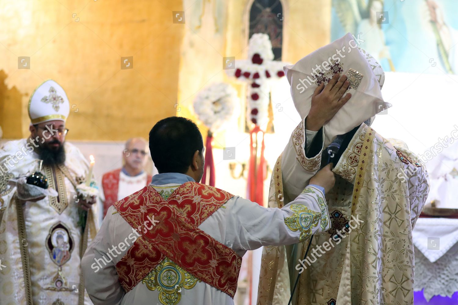 Coptic Orthodox Priest Holds Easter Mass Editorial Stock Photo - Stock ...