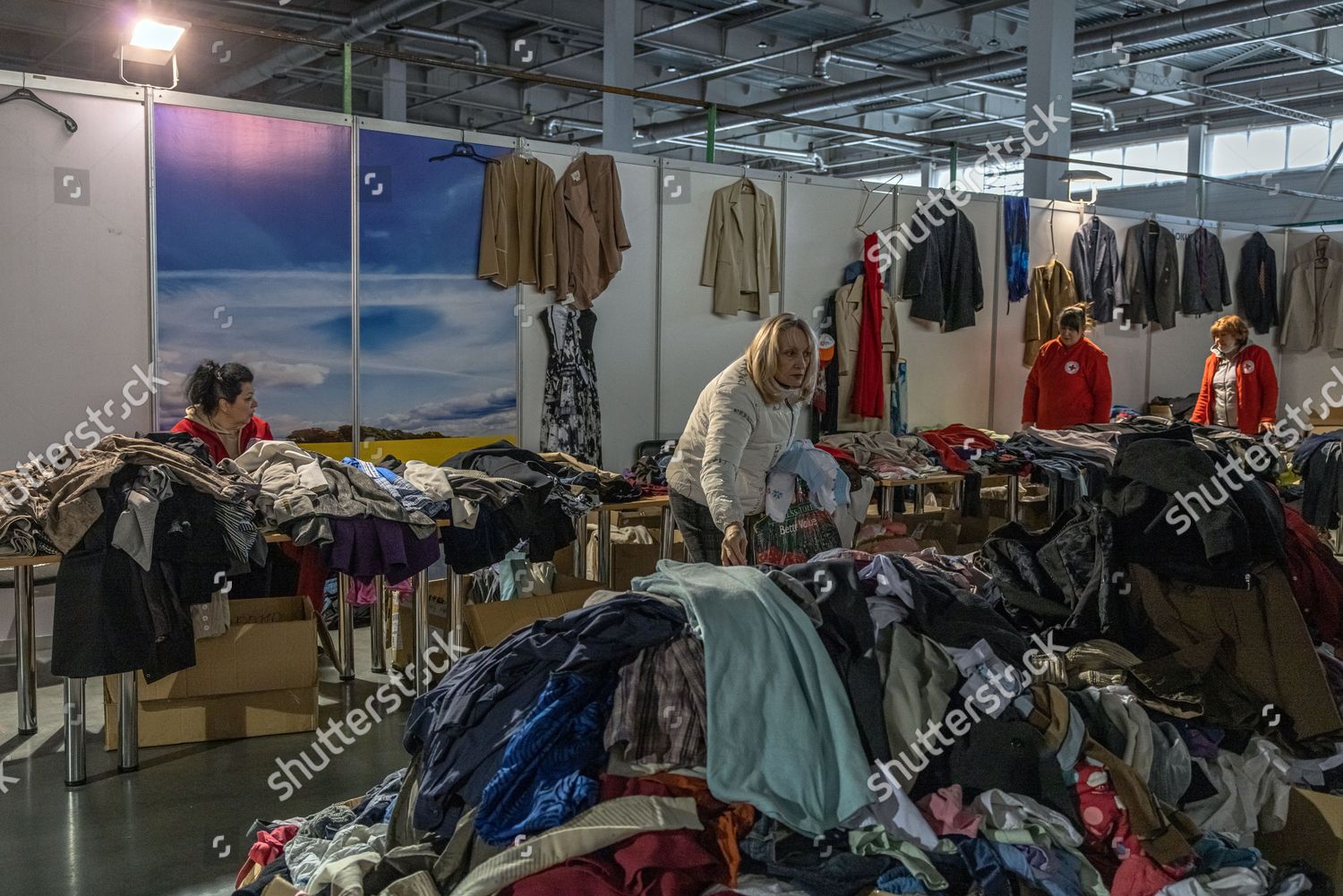 Woman Choses Clothes Humanitarian Aid Center Editorial Stock Photo ...