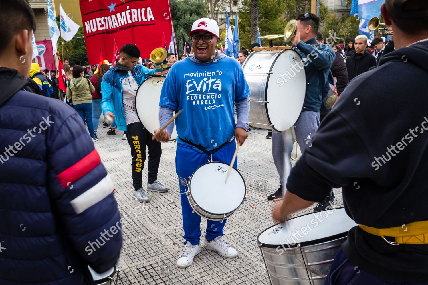 Protesters Seen Drumming Plaza De Mayo Editorial Stock Photo - Stock ...