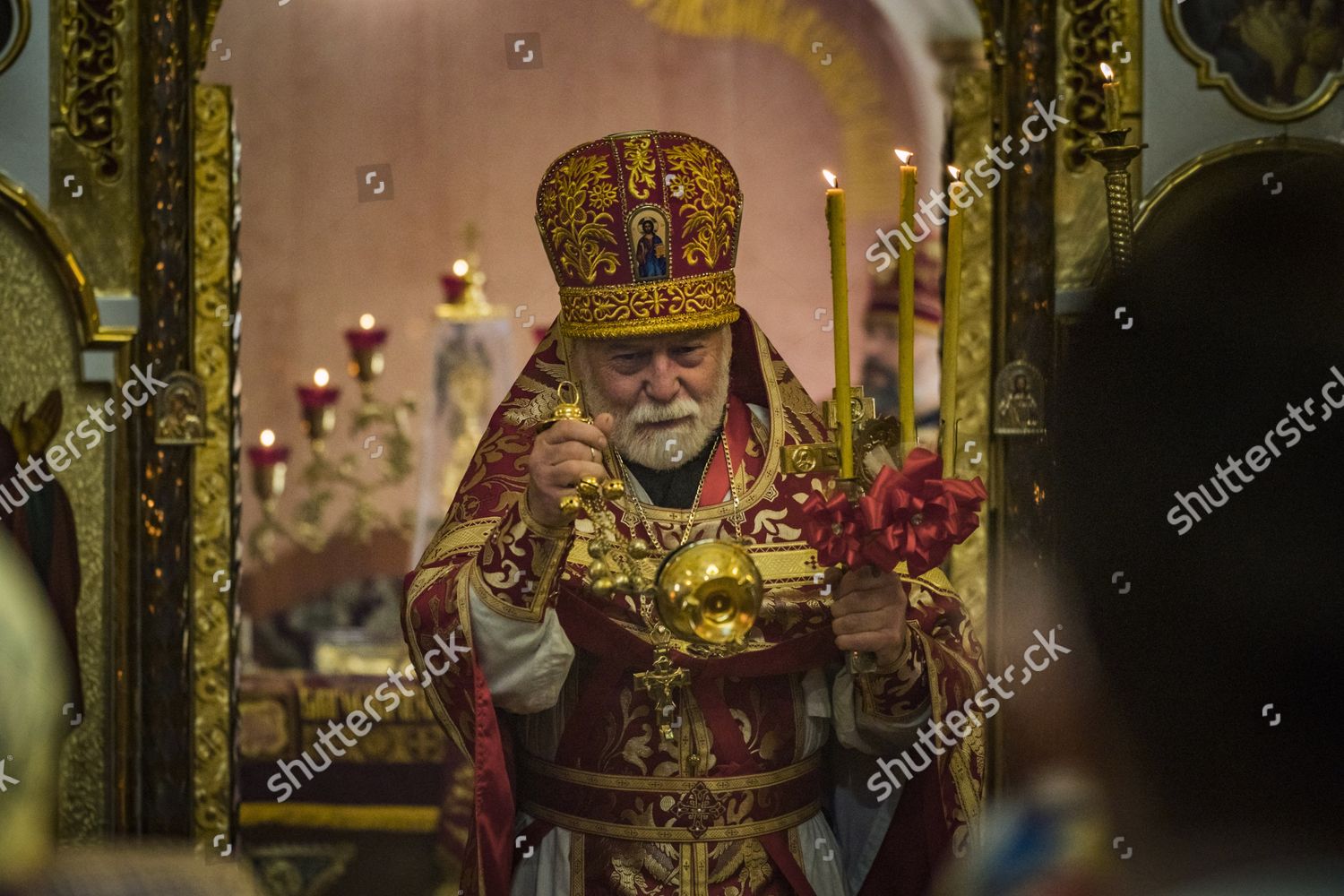 Orthodox Priest Celebrates Holy Mass During Editorial Stock Photo ...
