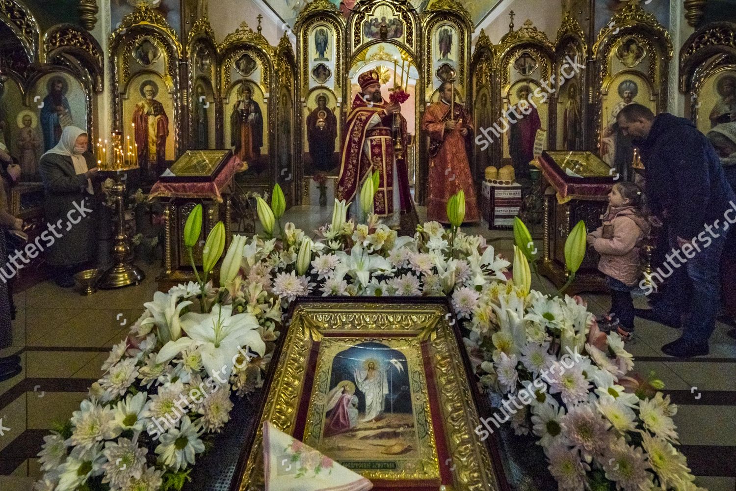 Orthodox Priest Blesses Congregation Holy Mass Editorial Stock Photo ...
