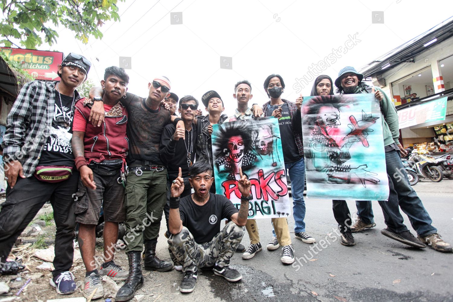 Indonesian Street Musicians Punk Outfits Pose Editorial Stock Photo ...