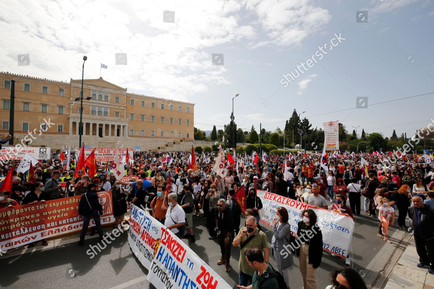 Members Pame Labor Union Hold Flags Editorial Stock Photo - Stock Image ...