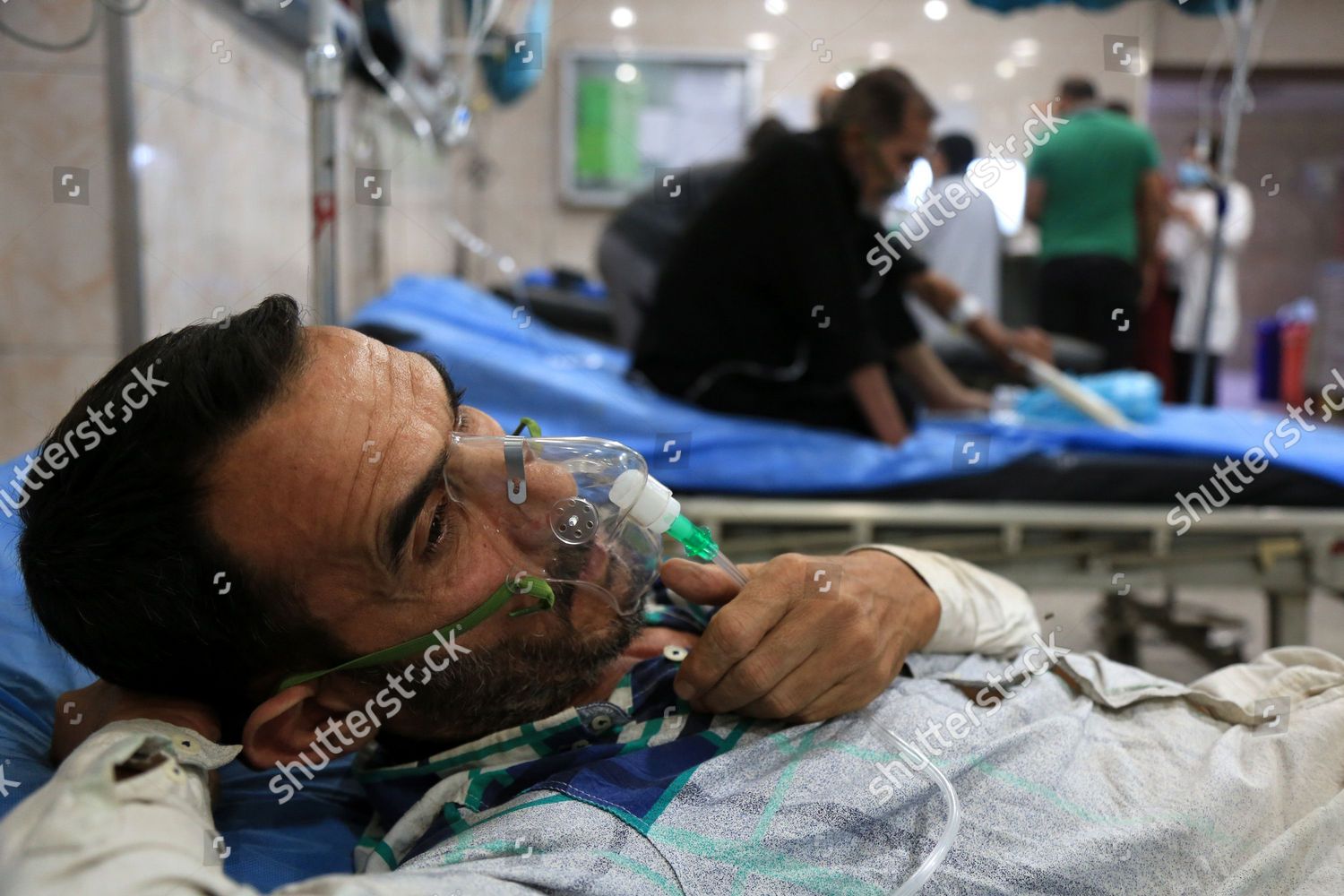 Iraqi Man Receives Oxygen Hospital During Editorial Stock Photo - Stock ...