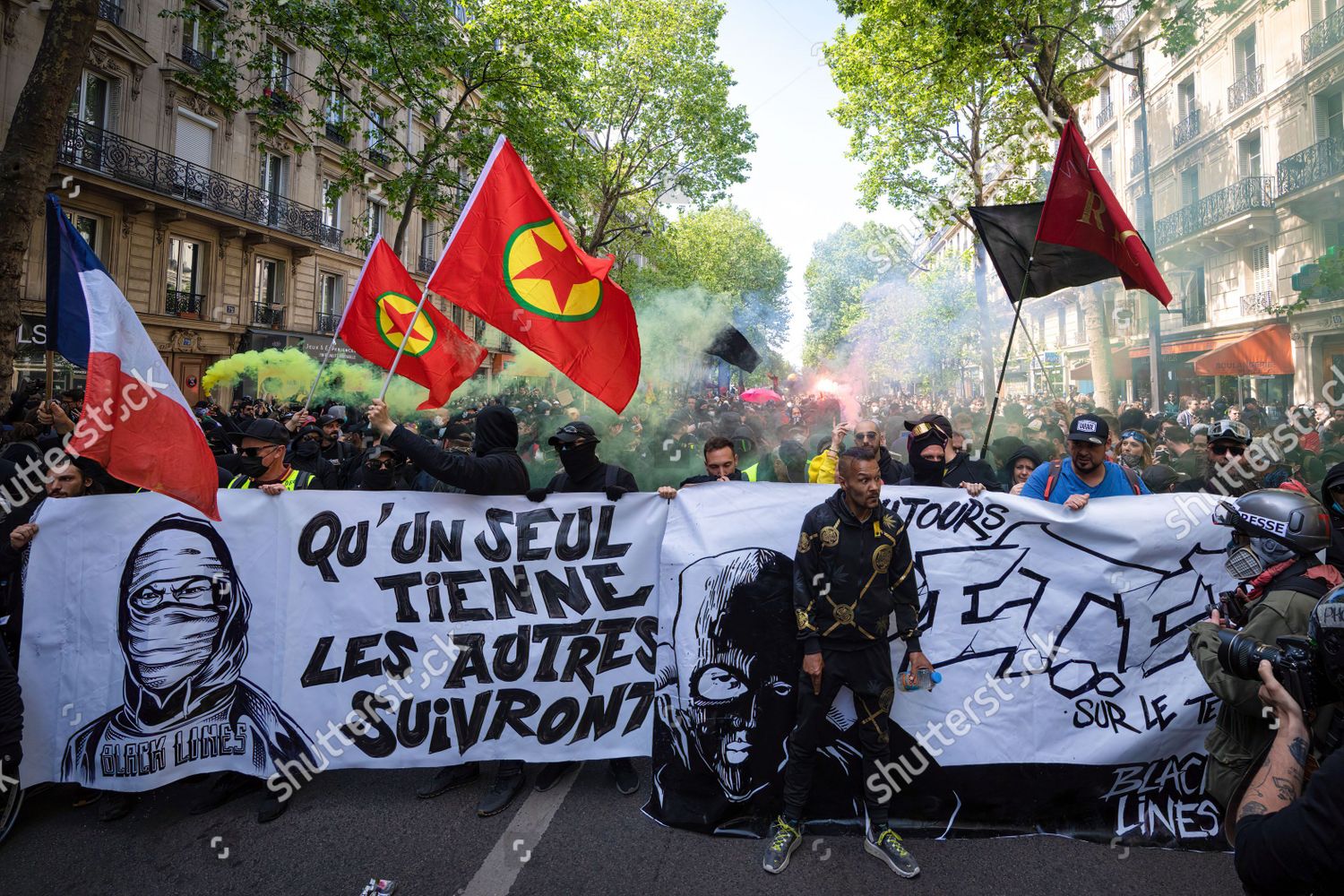 Protesters Hold Banners During Demonstration Thousands Editorial Stock ...