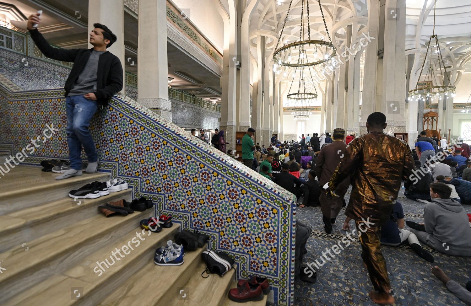 Members Islamic Community Italy Gather Prayer Editorial Stock Photo ...