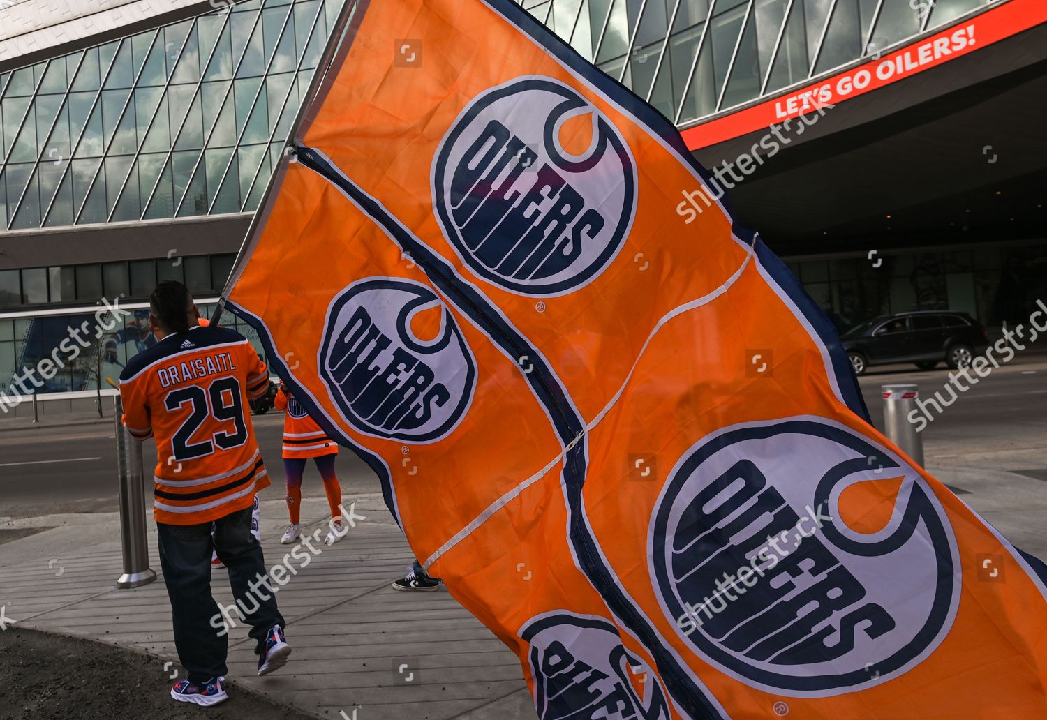 Fan Waving Oilers Flag Front Rogers Editorial Stock Photo - Stock Image ...