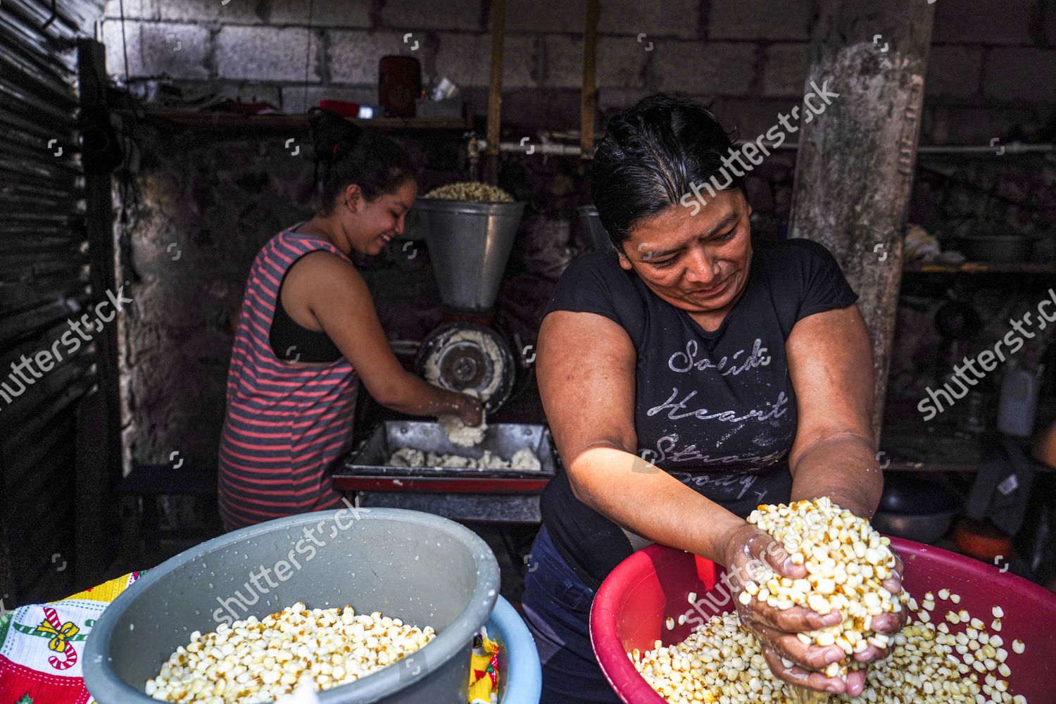 Woman Prepares Corn Be Grounded On Editorial Stock Photo - Stock Image ...