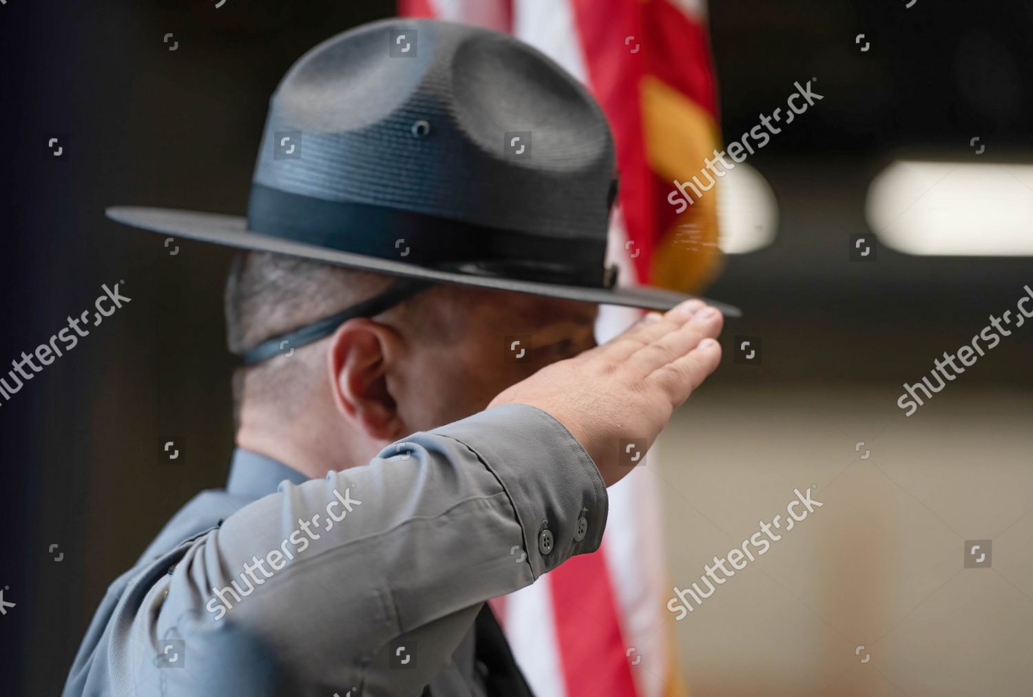 Pennsylvania State Police Trooper Salutes During Editorial Stock Photo ...