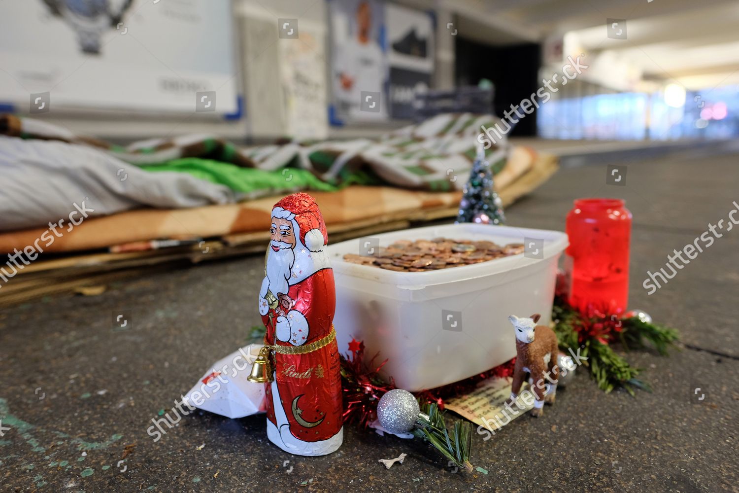 Homeless Camp Some Christmas Decorations Under Editorial Stock Photo ...