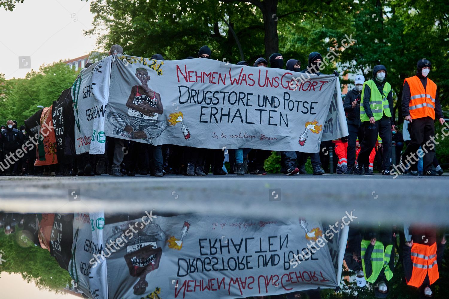 Leftwing Autonomists Demonstrating Berlin Preservation Potse Editorial ...