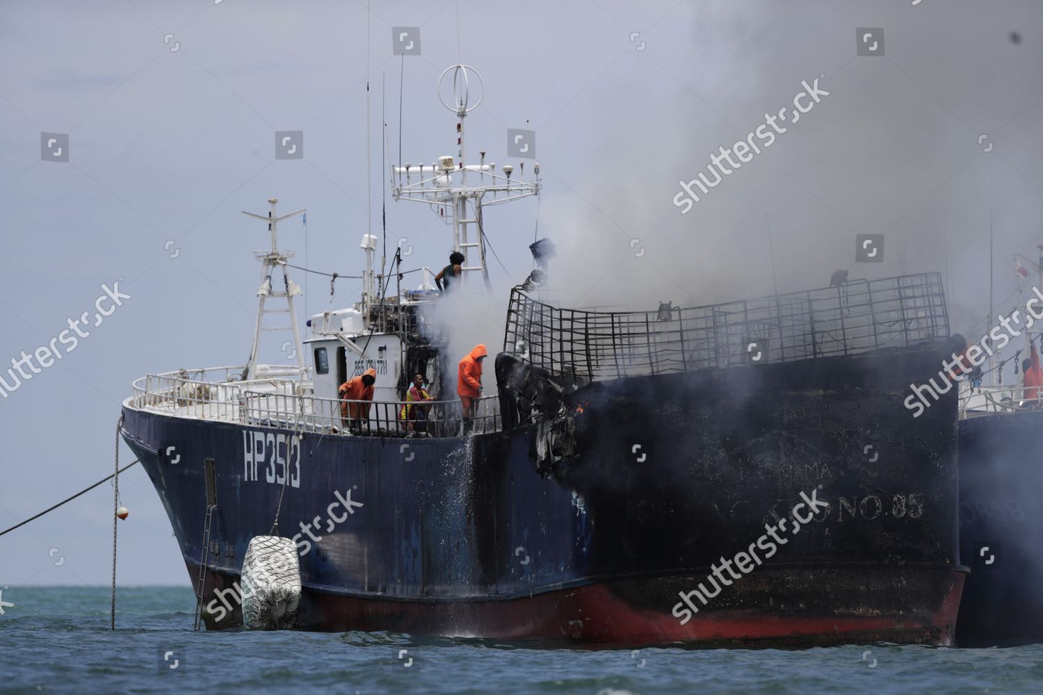 Fishing Boat Catches Fire On Shores Editorial Stock Photo - Stock Image ...