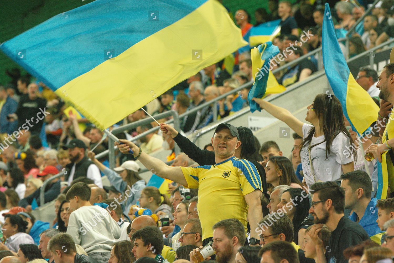 Ukraine Football Fans Ukrainian Flags Seen Editorial Stock Photo ...