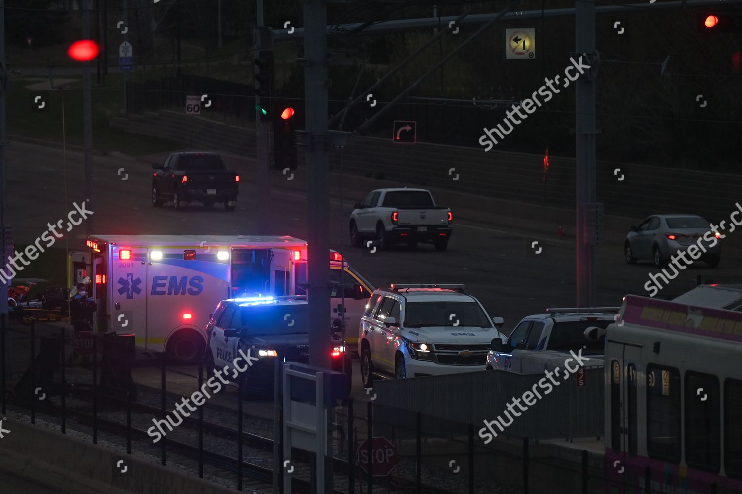 Emergency Services Vehicles Outside Lrt Century Editorial Stock Photo ...