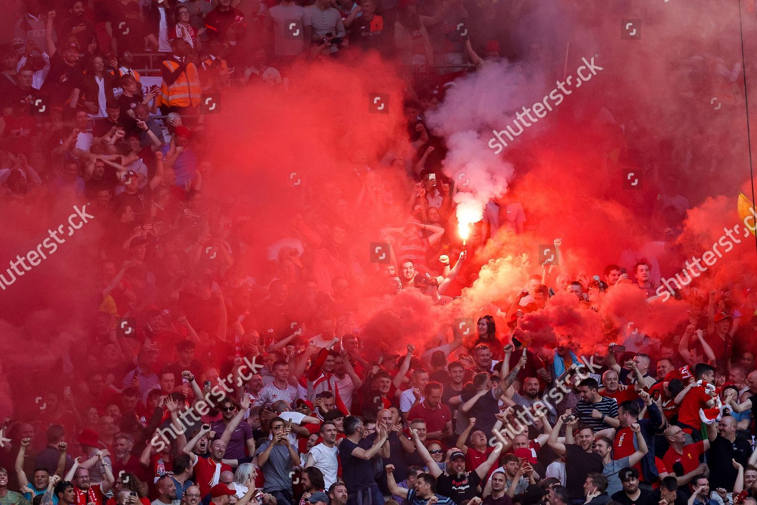 Liverpool Fans Set Off Flares After Editorial Stock Photo - Stock Image ...