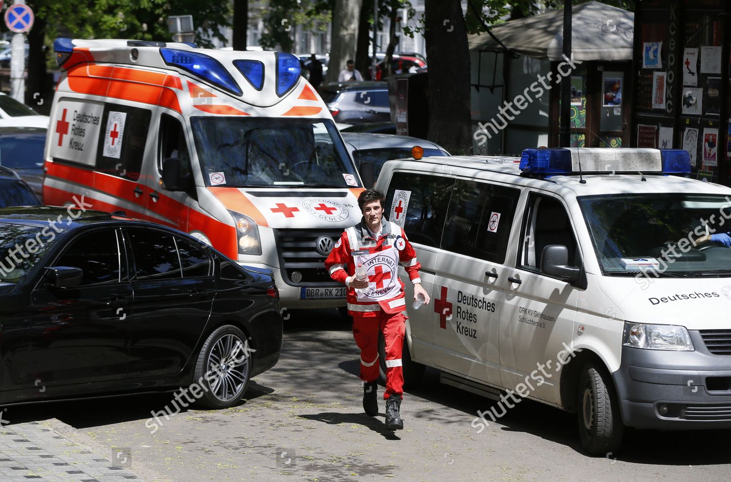 Red Cross Cars Seen During Evacuation Editorial Stock Photo - Stock ...