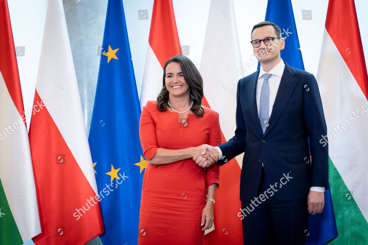 Hungarian President Katalin Novak Meets Polish Editorial Stock Photo ...