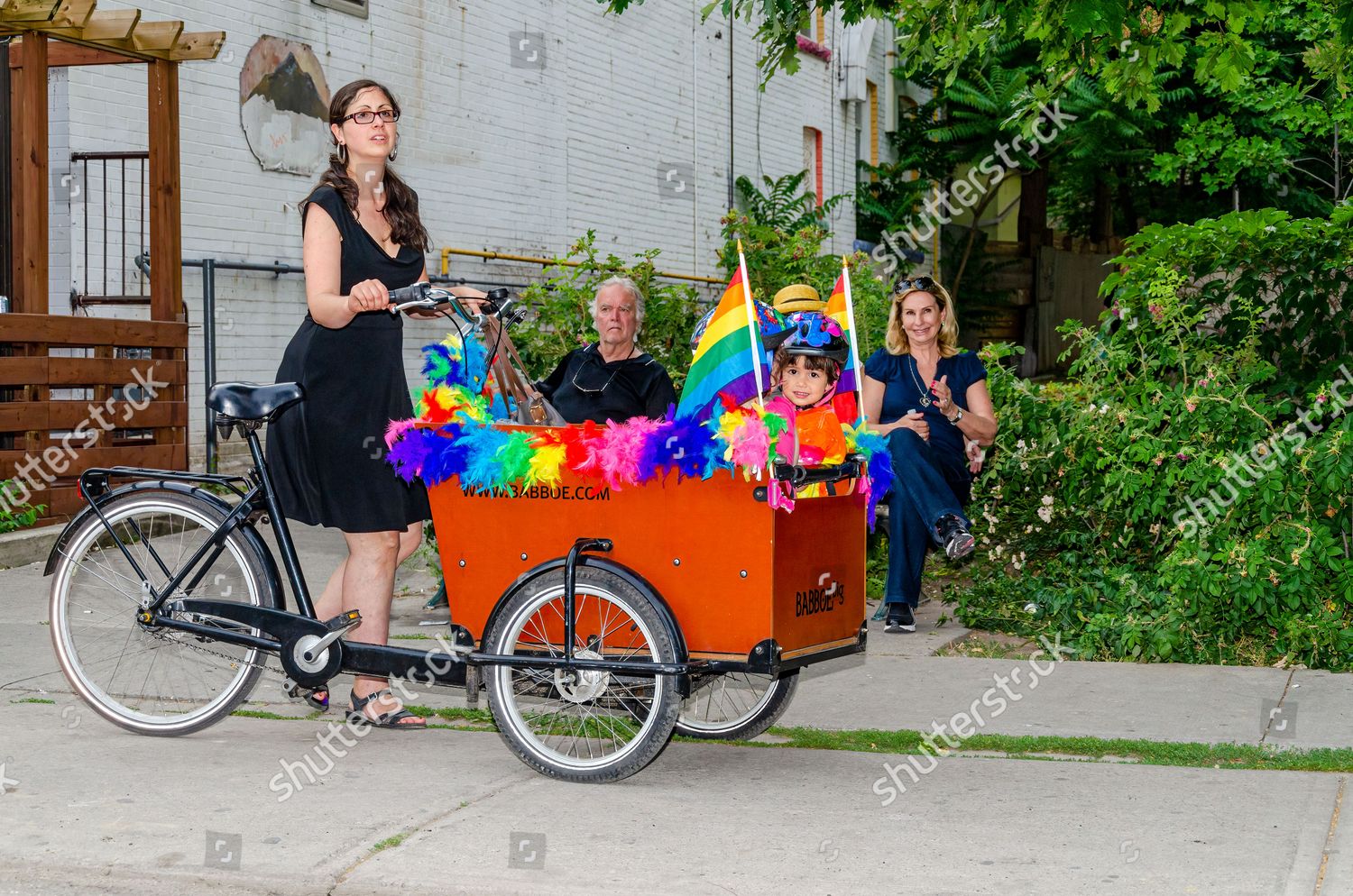Woman Child Tricycle Decorated Rainbow Flags Editorial Stock Photo ...