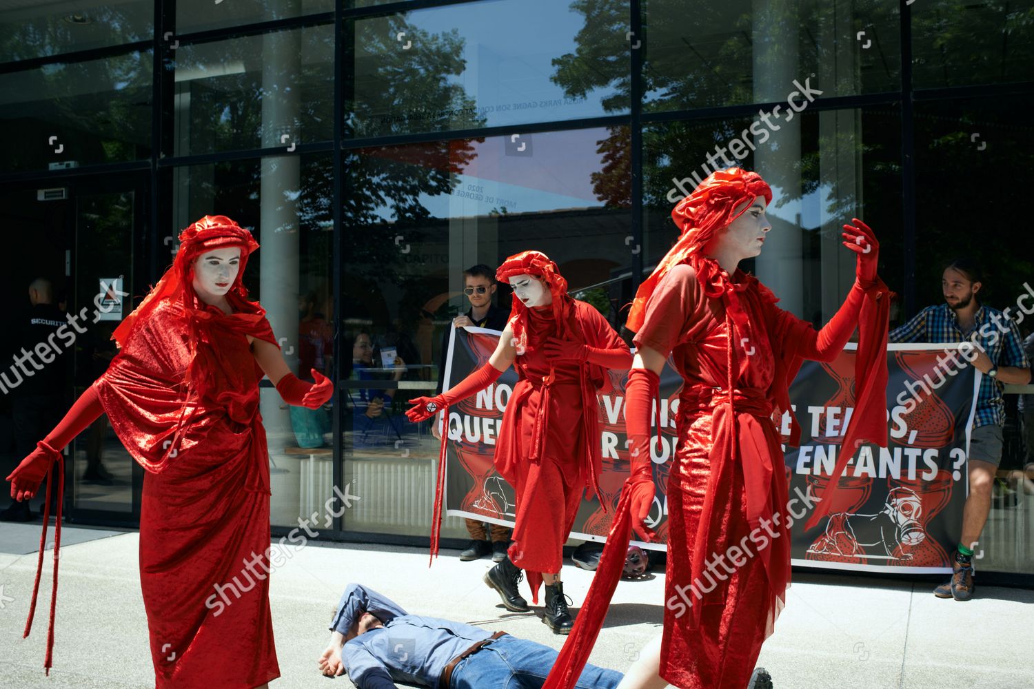 Protesters Dressed Red Symbolize Urgency Act Editorial Stock Photo ...