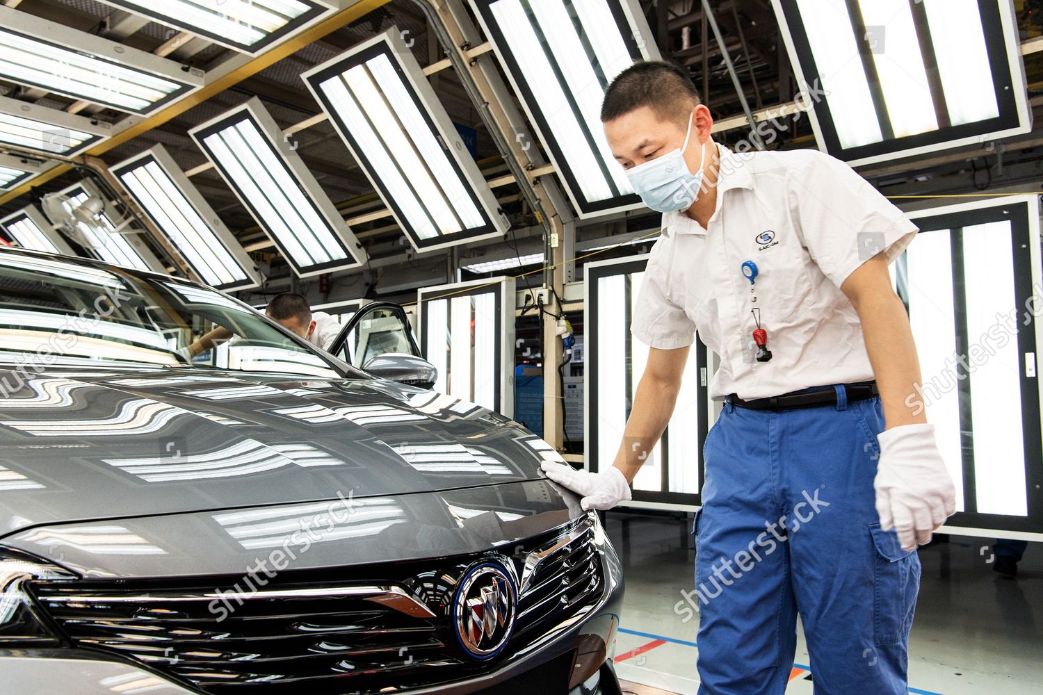 Employee Wearing Mask Works On Car Editorial Stock Photo - Stock Image ...