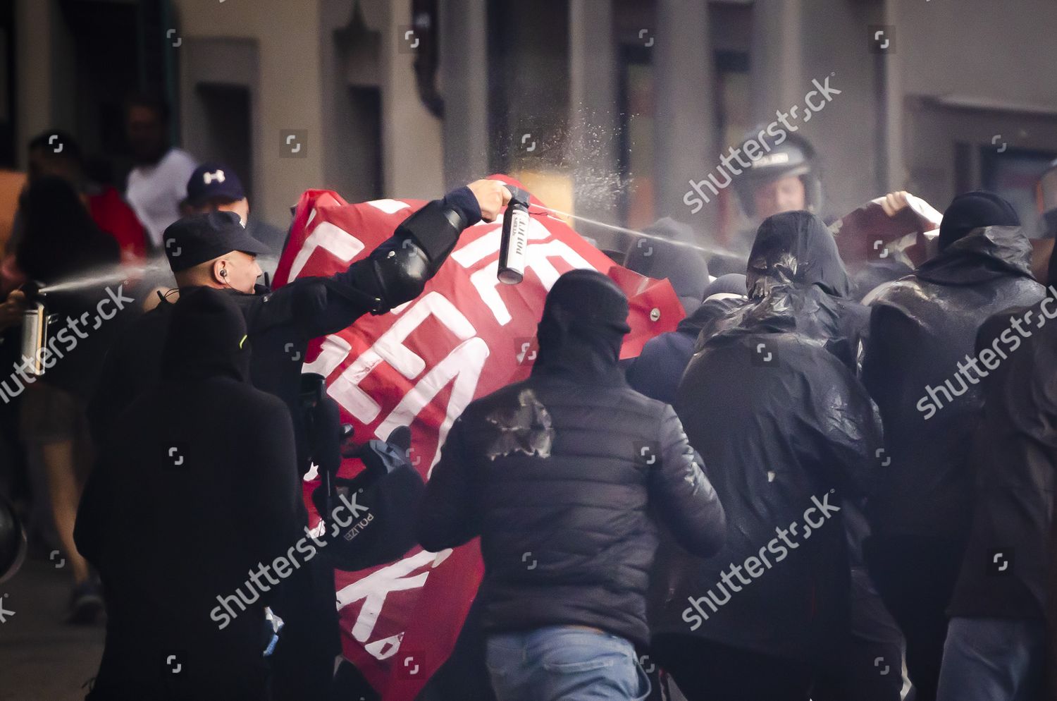 Riot Police Use Pepper Spray Rubber Editorial Stock Photo - Stock Image ...