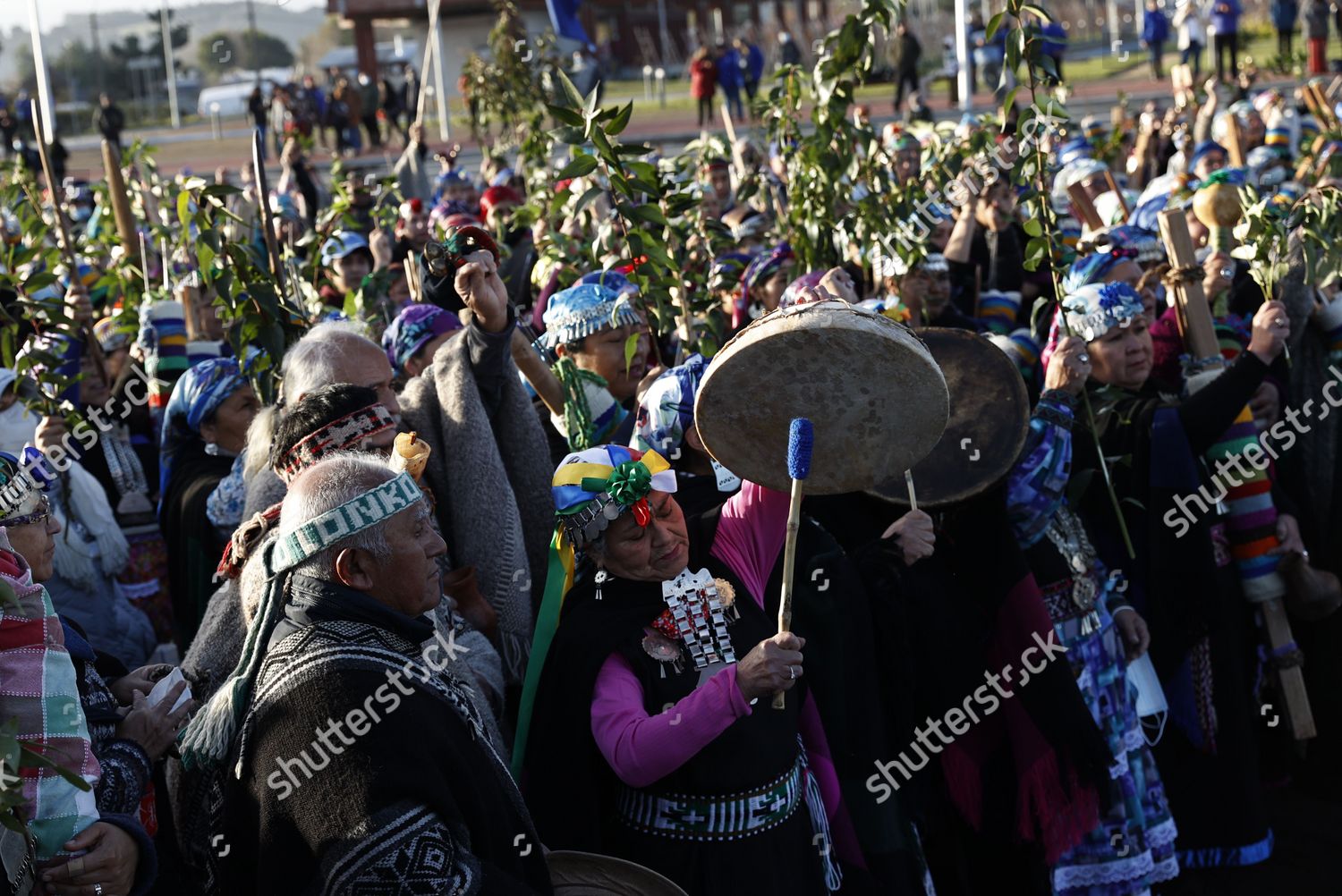 Mapuche Women Participate Llellipun Mapuche Opening Editorial Stock ...