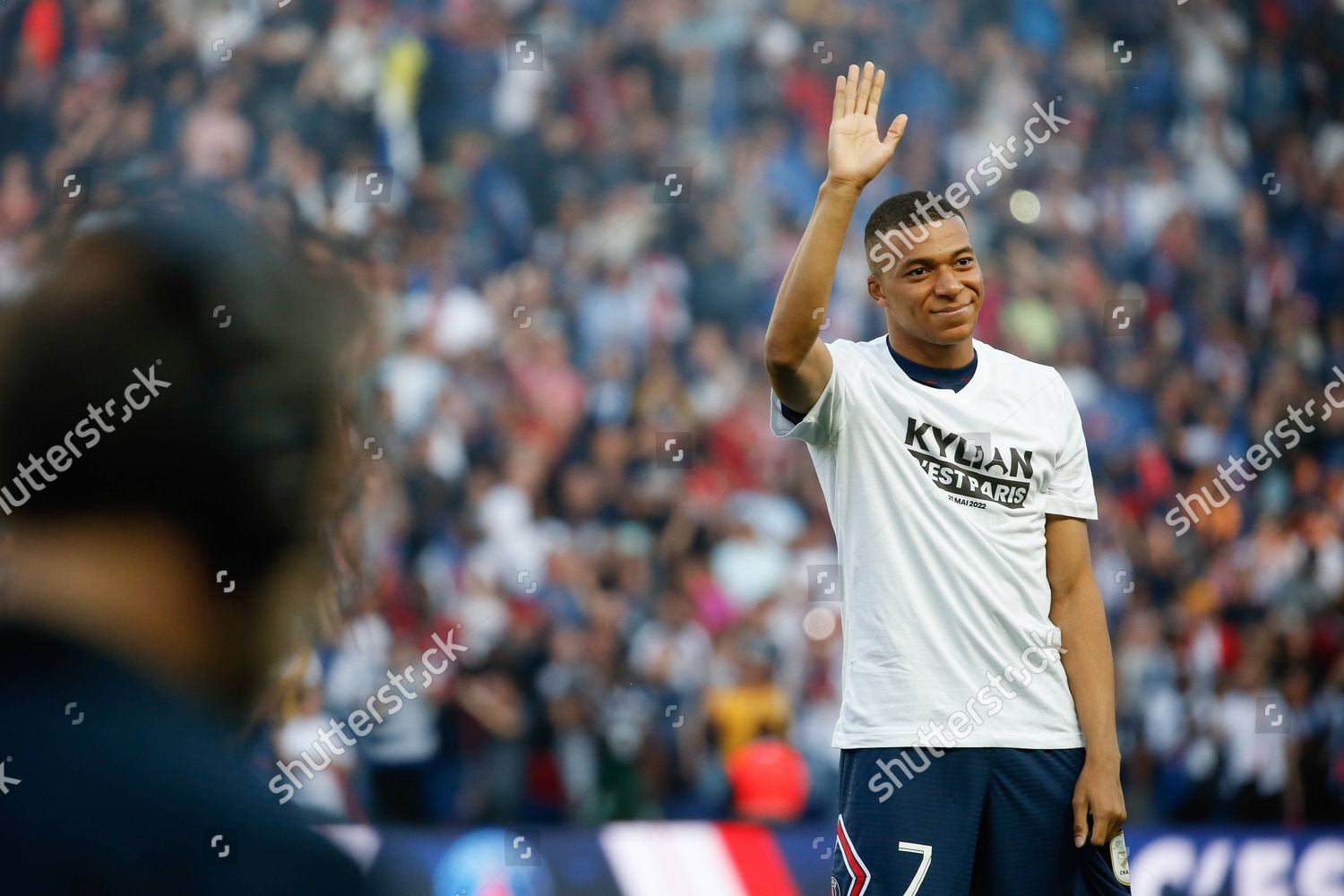 Psgs French Forward Kylian Mbappe Waves Editorial Stock Photo - Stock ...