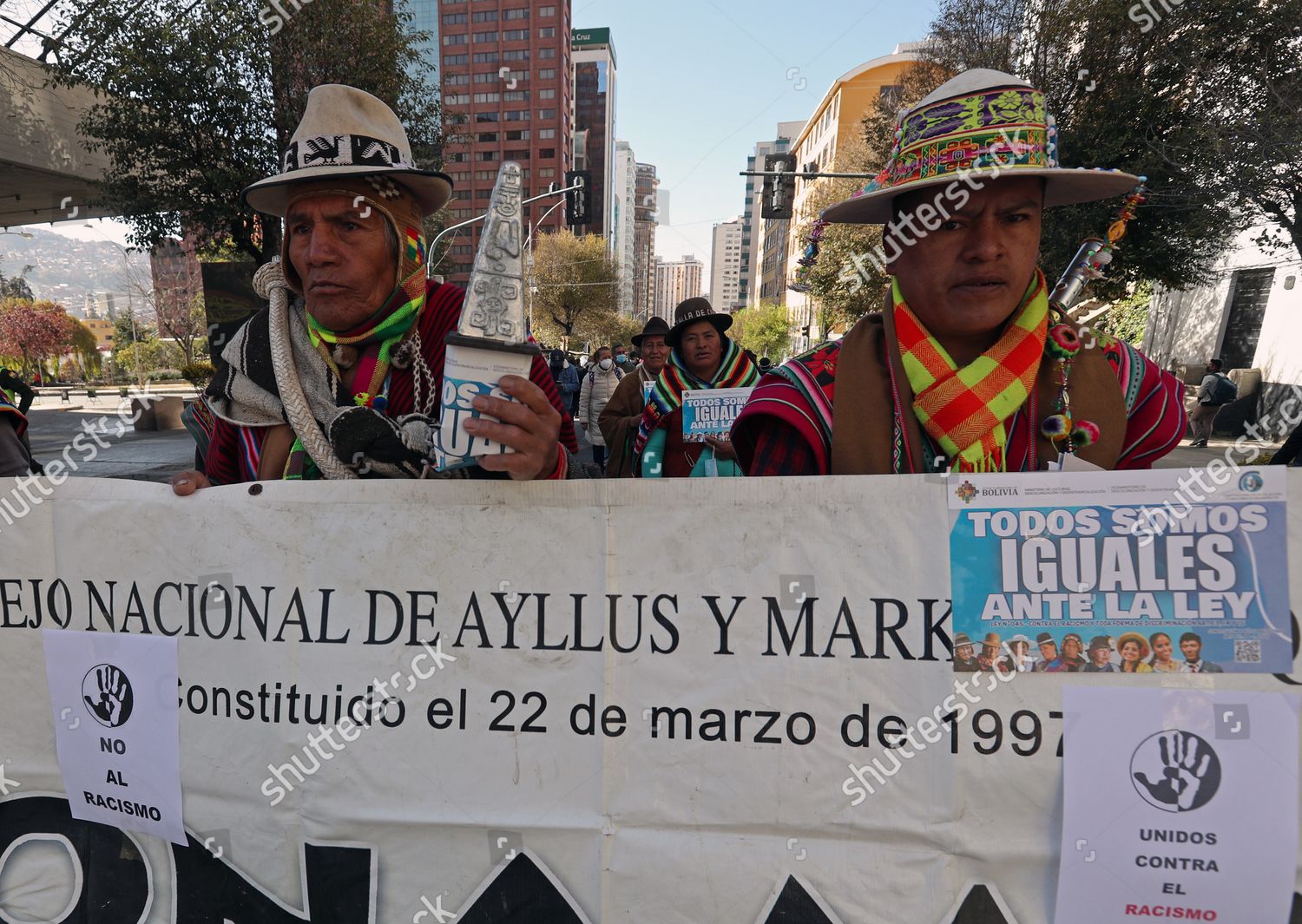 Aymara Indigenous Men Participated Mobilization Against Editorial Stock ...