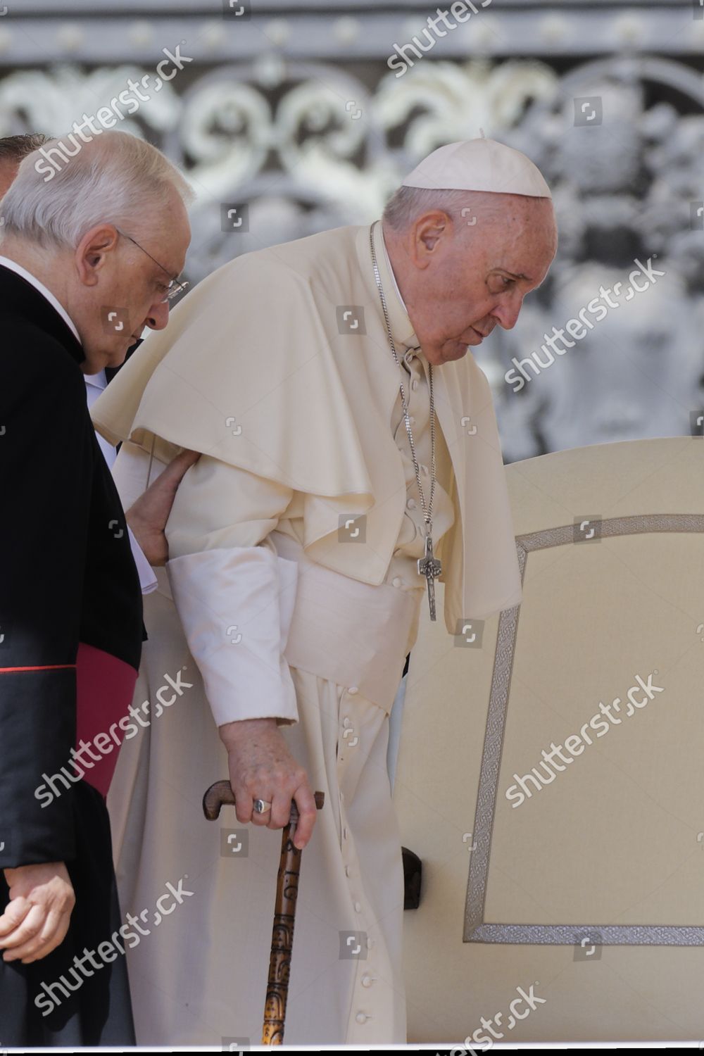 Pope Francis Uses Walking Stick He Editorial Stock Photo - Stock Image ...