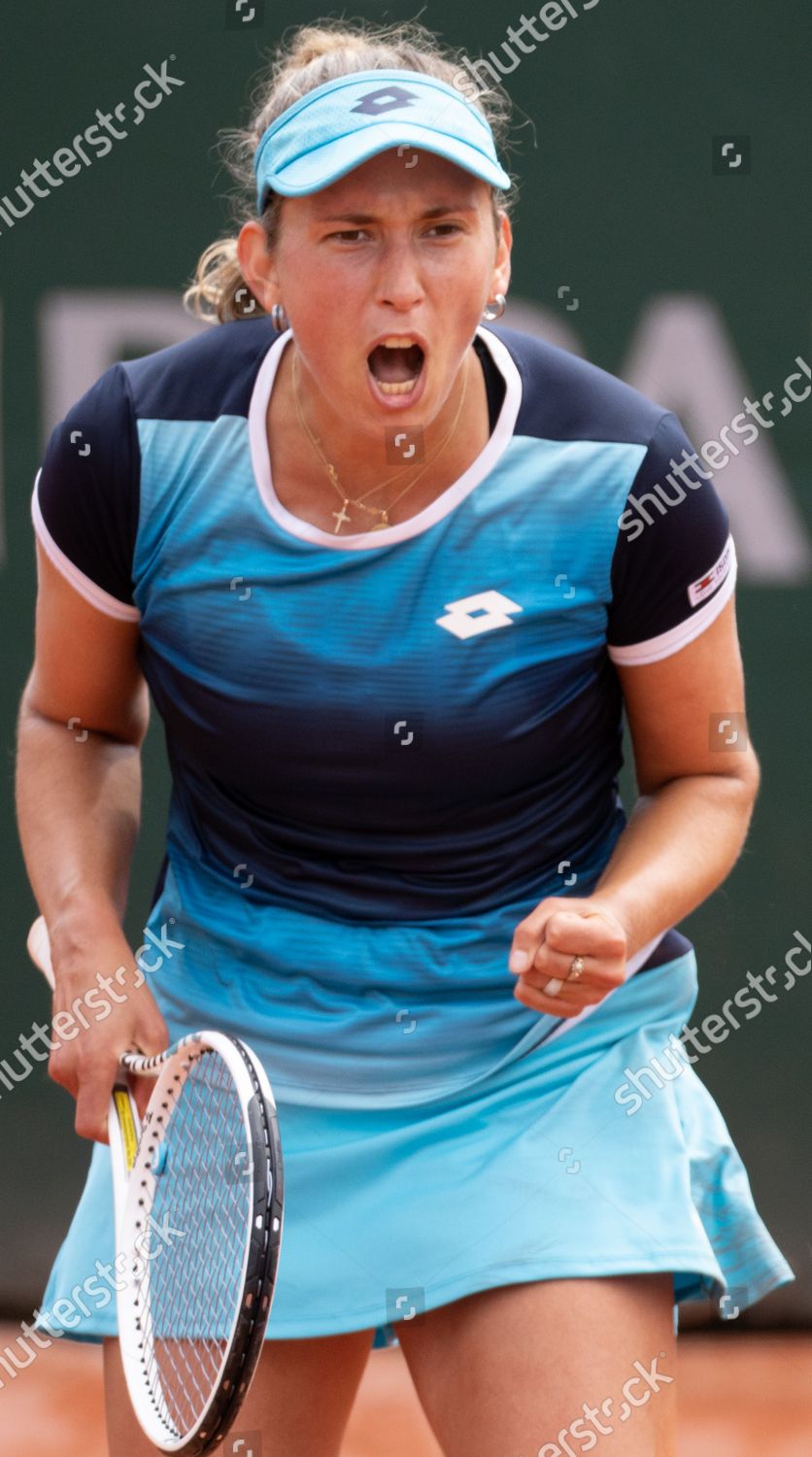 Belgian Elise Mertens Celebrates During Tennis Editorial Stock Photo ...